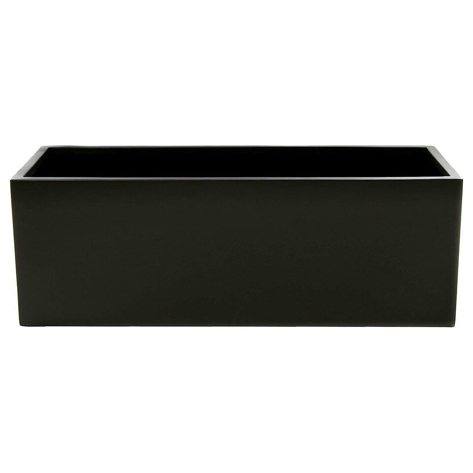 Primrose Garden Outdoor Fibreglass Trough Planter Matt Black Medium ...
