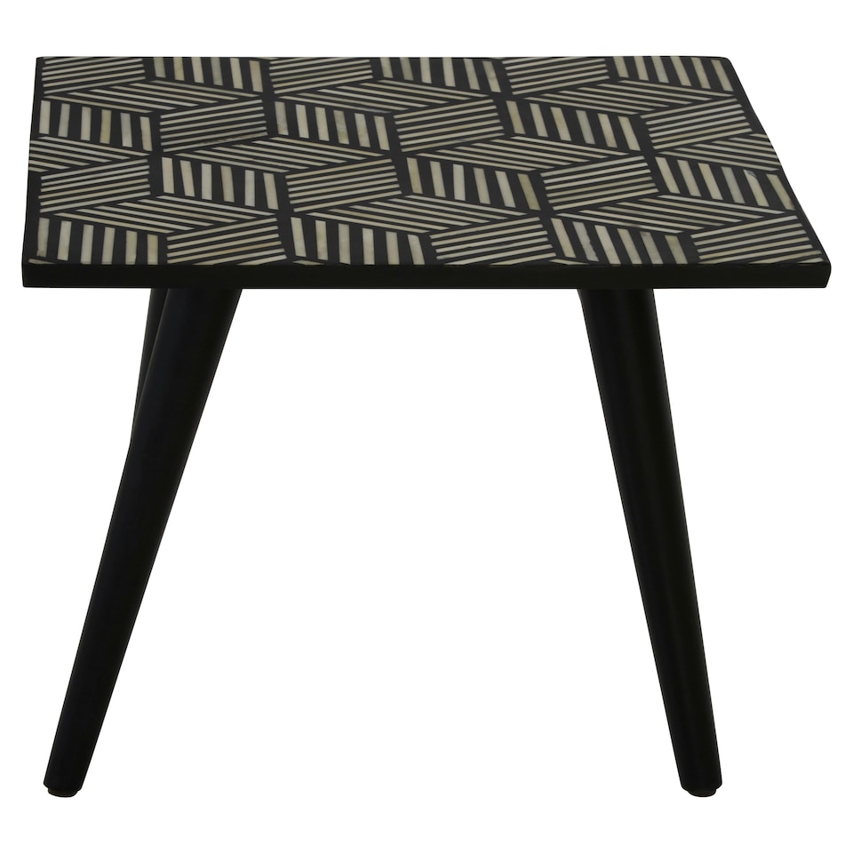 Side Table With Angular Base,Black & White Bedside Table,Geometric ...