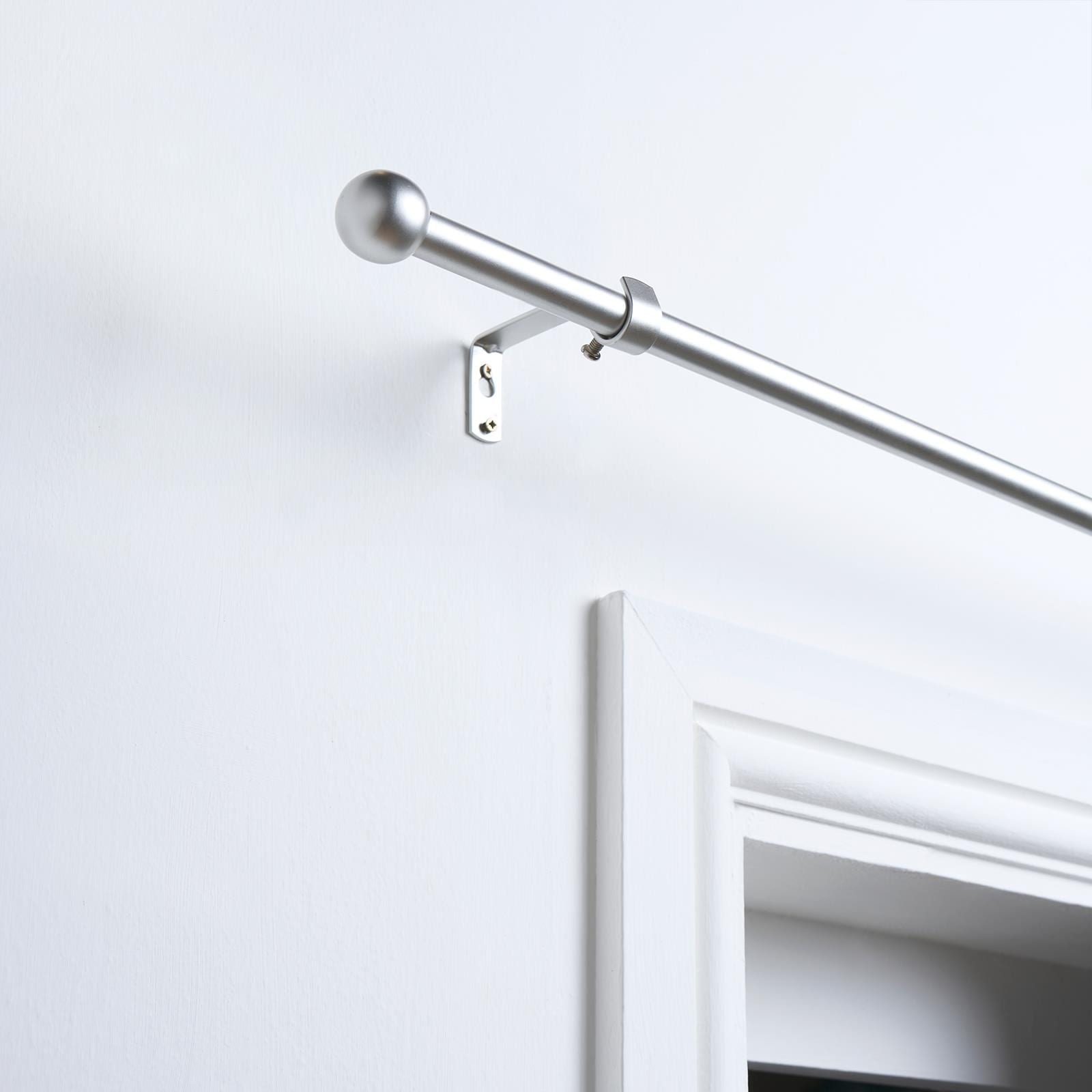 OHS Curtain Pole Extendable 16mm Metal Finnials Ball End Rod 70-120cm ...