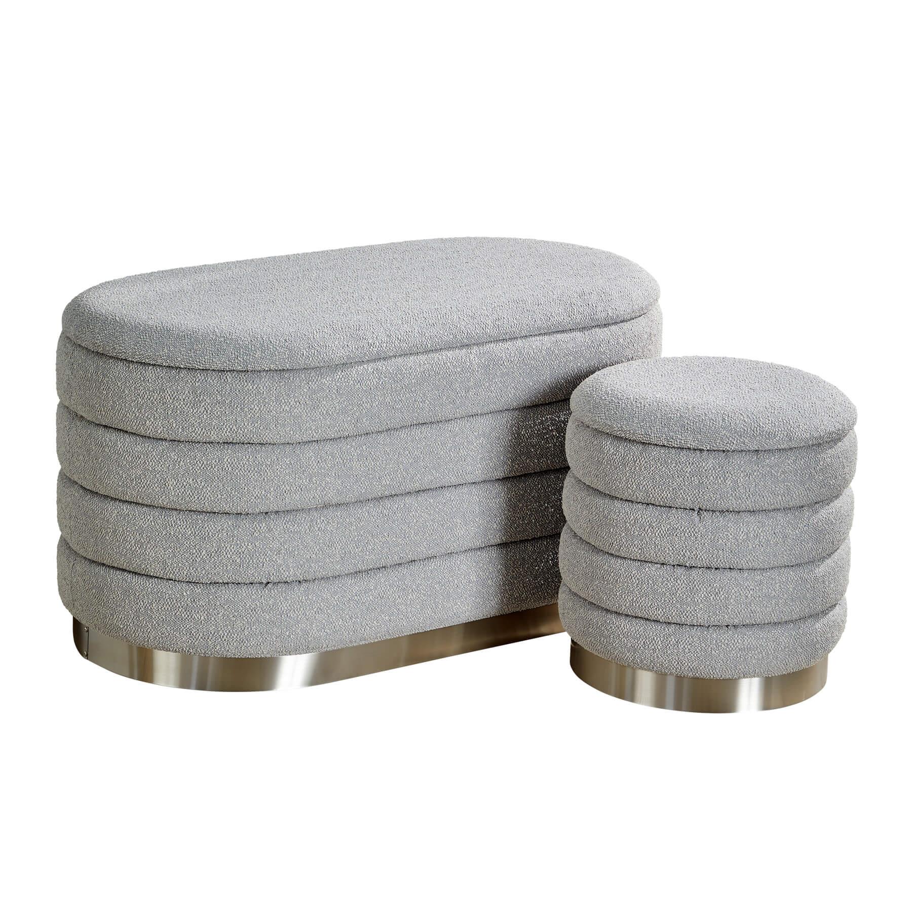 Set 2 Storage Ottoman Boucle Teddy Fur Footstool Bedroom Bench Storage ...