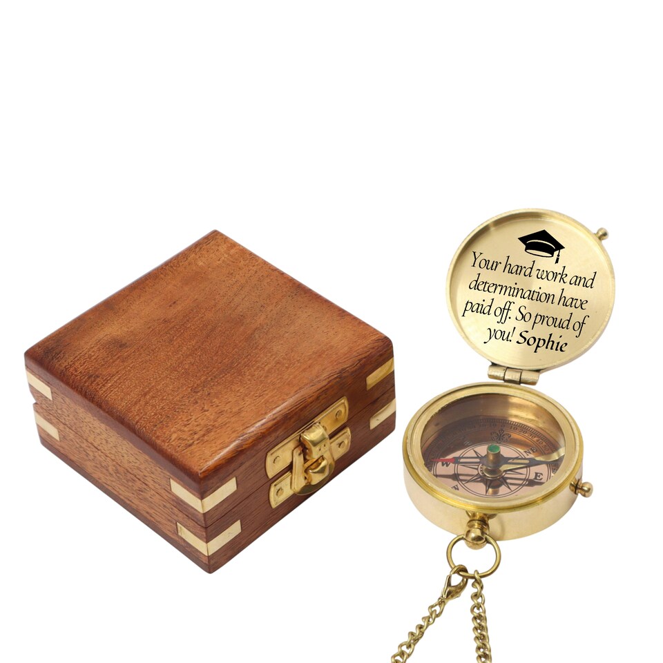 Personalised Brass Compass Gift for Graduation - Tesco Groceries
