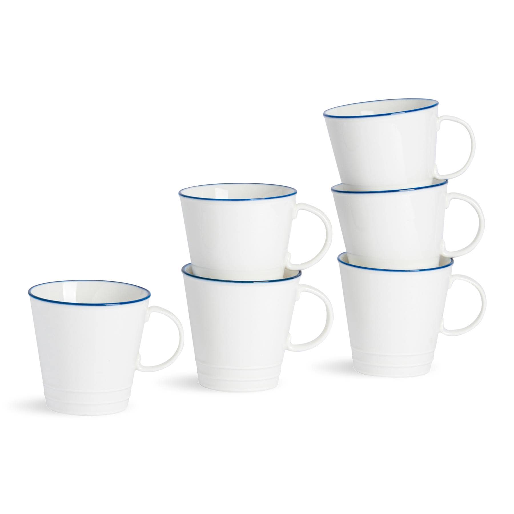 Nicola Spring 270ml Farmhouse Teacups - Set of 6 Porcelain Tea Cups ...