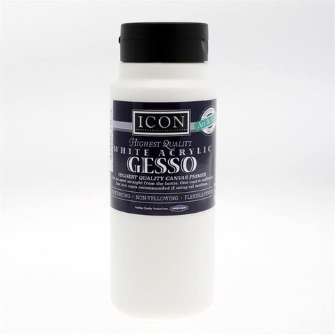 White Acrylic Gesso Canvas Primer by Icon Craft 500ml - Tesco Groceries