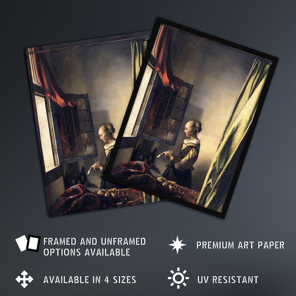 Girl Reading Letter by Open Window Vermeer Huge Wall Art Poster Print ...
