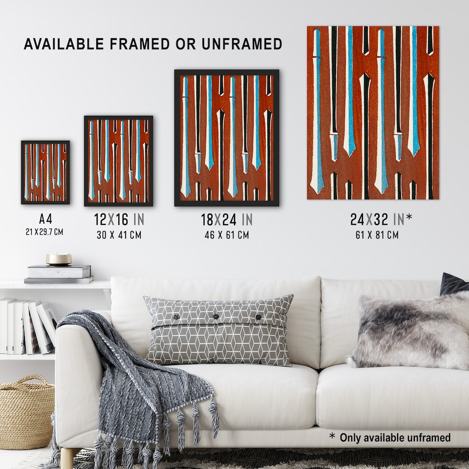 Vintage Japanese Bamboo Pattern Retro Japan Wall Art Print Korin 18x24 ...