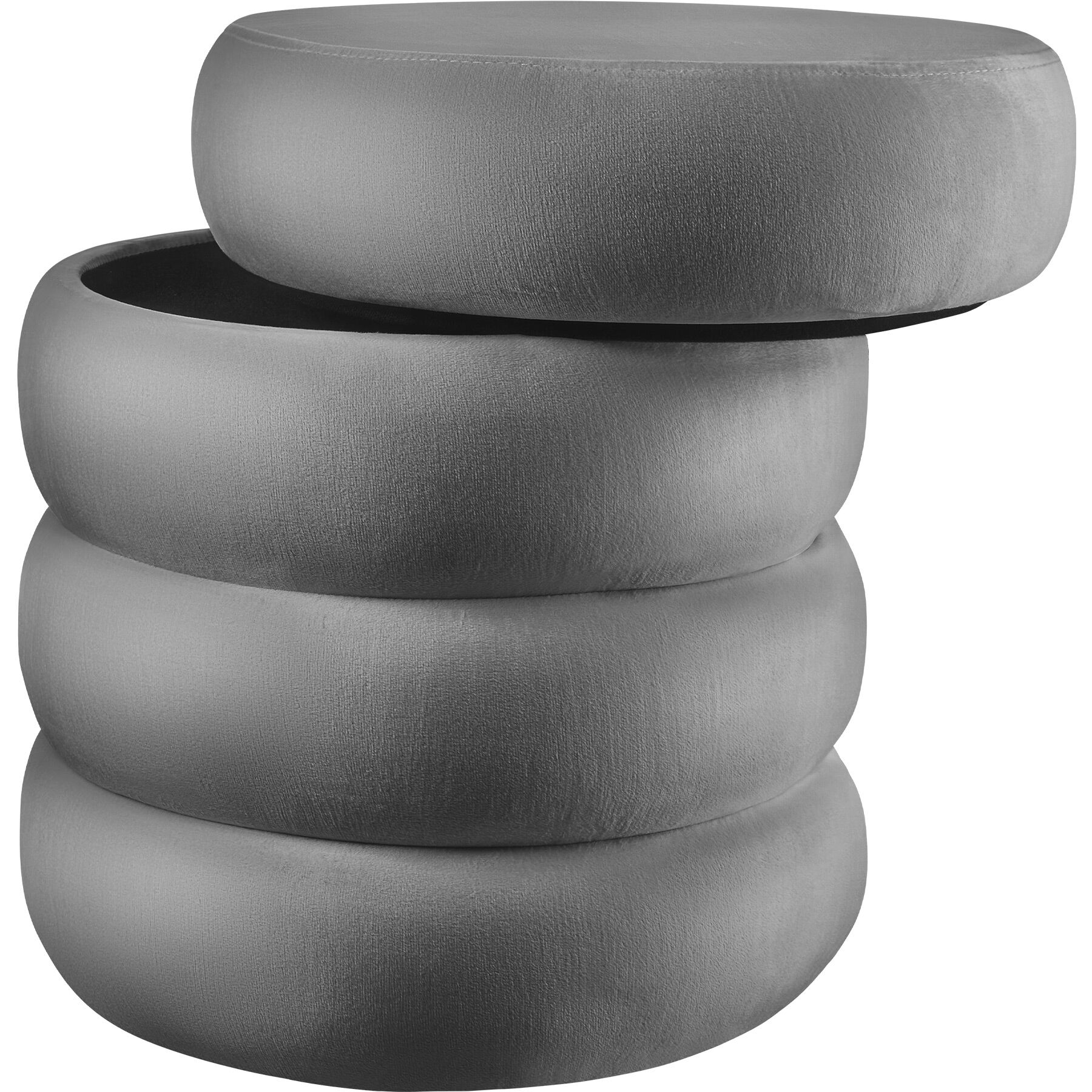Stool Altu - padded seat, large storage space | Grey | velvet look grey ...