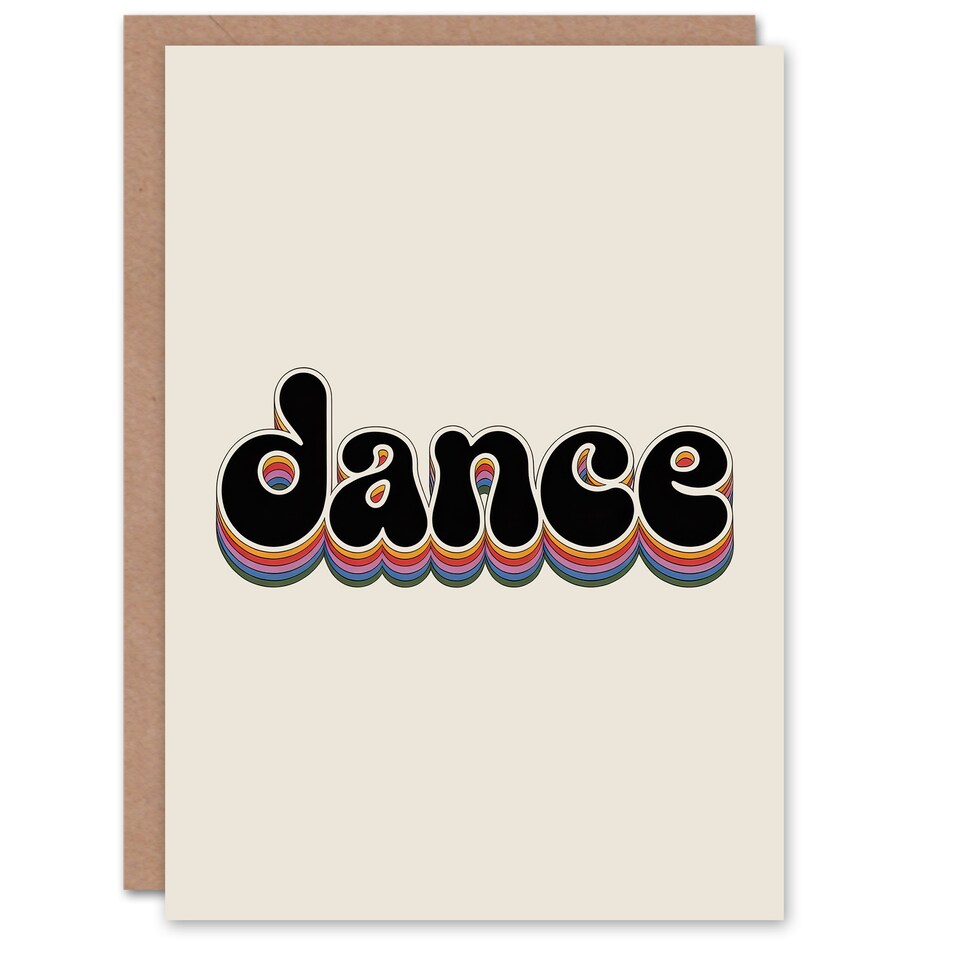 Dance Funky Rainbow Retro Font Typography Word Birthday Greeting Card ...