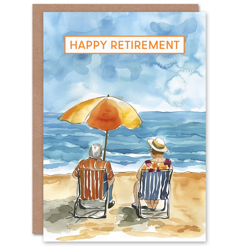 Elderly Couple Day At The Beach Watercolour Retirement Card - Tesco ...