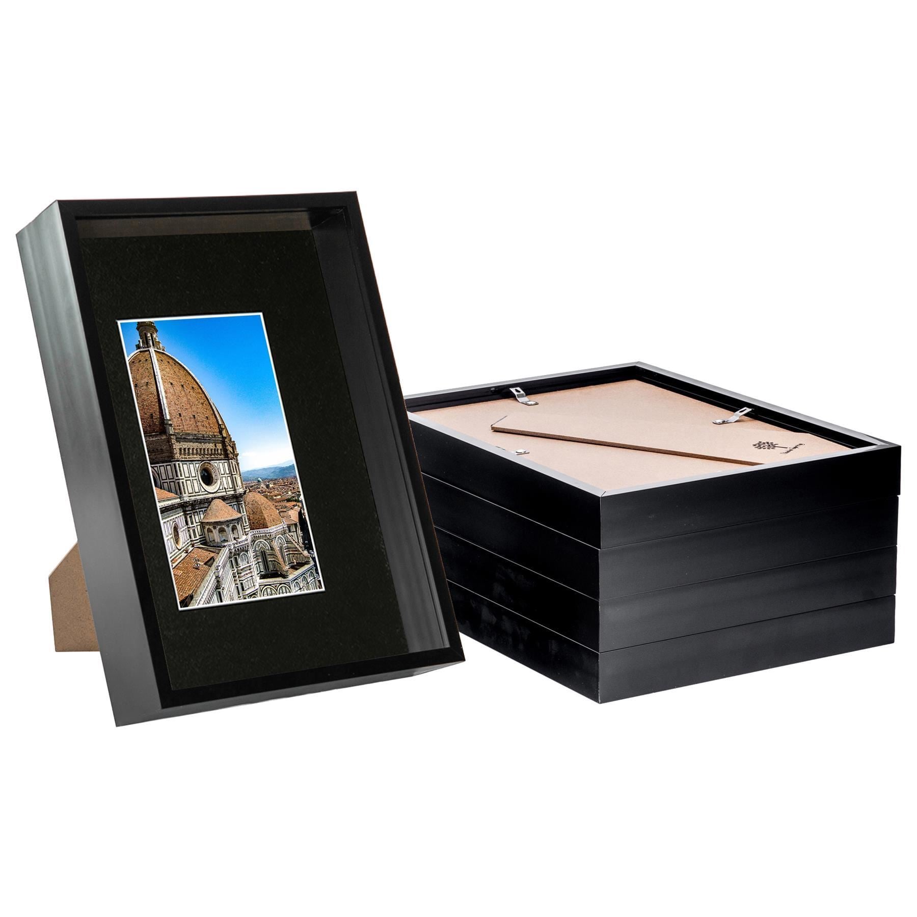 Nicola Spring A4 (8 x 12") Deep Photo Frames - Black/Black Mount - 3D ...