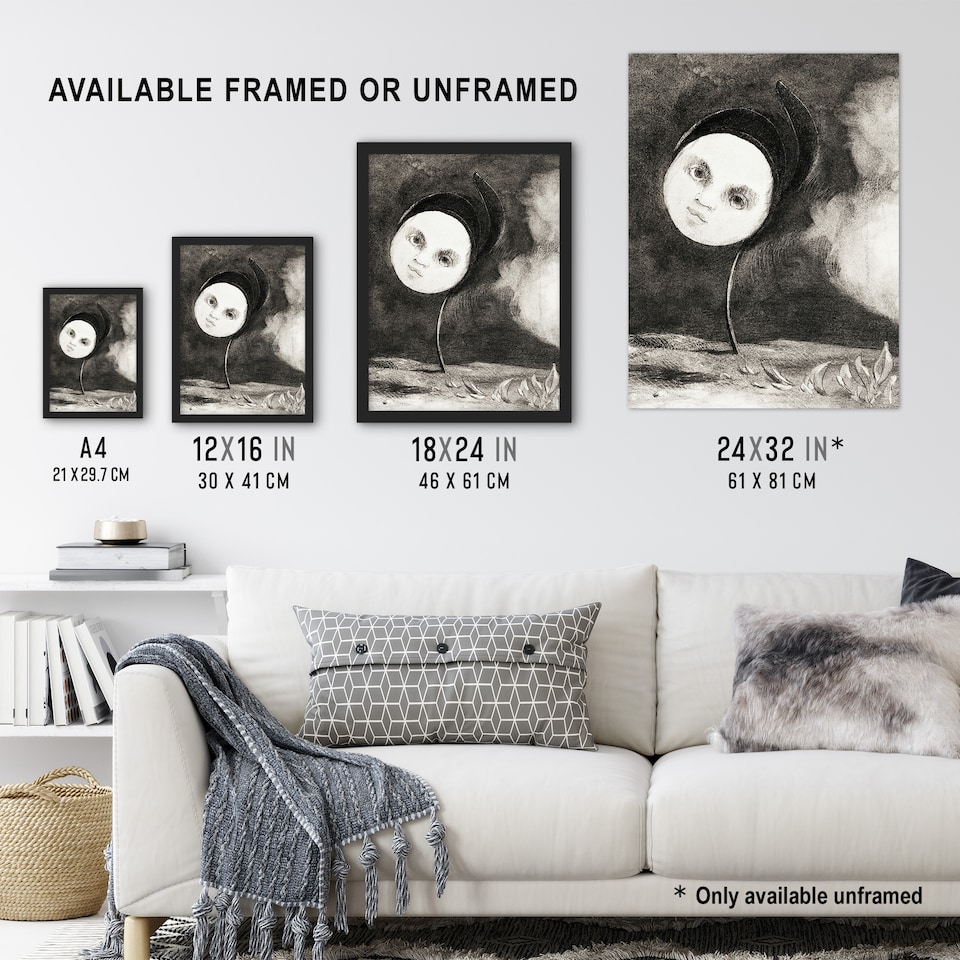 Strange Flower with a Face Redon Vintage Huge Wall Art Poster Print ...