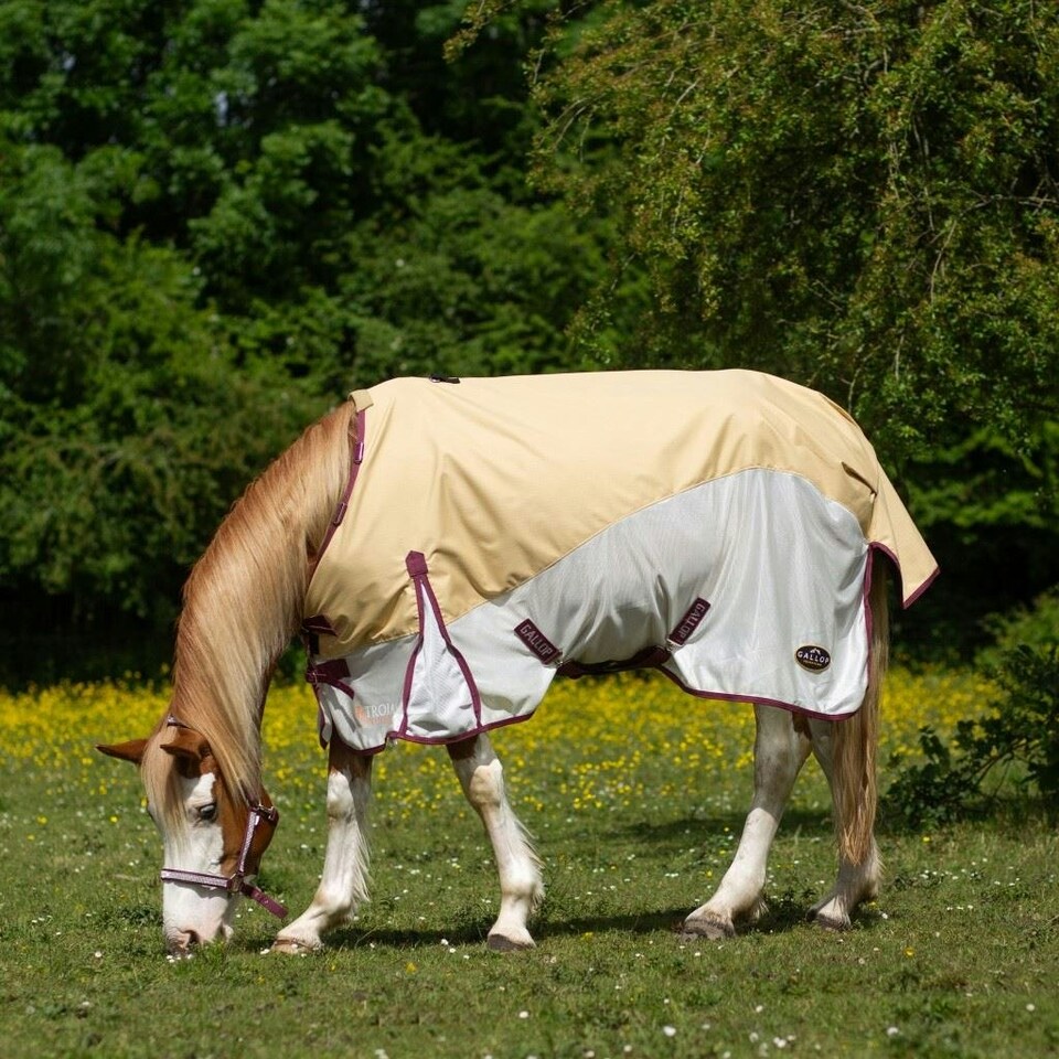 Gallop Equestrian Trojan Dual Turnout Fly Rug Cream | Colour: Beige ...