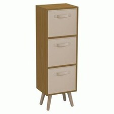 Beech 3-Tier 3-Drawer Cube Shelving Unit with Scandinavian Legs Cream ...