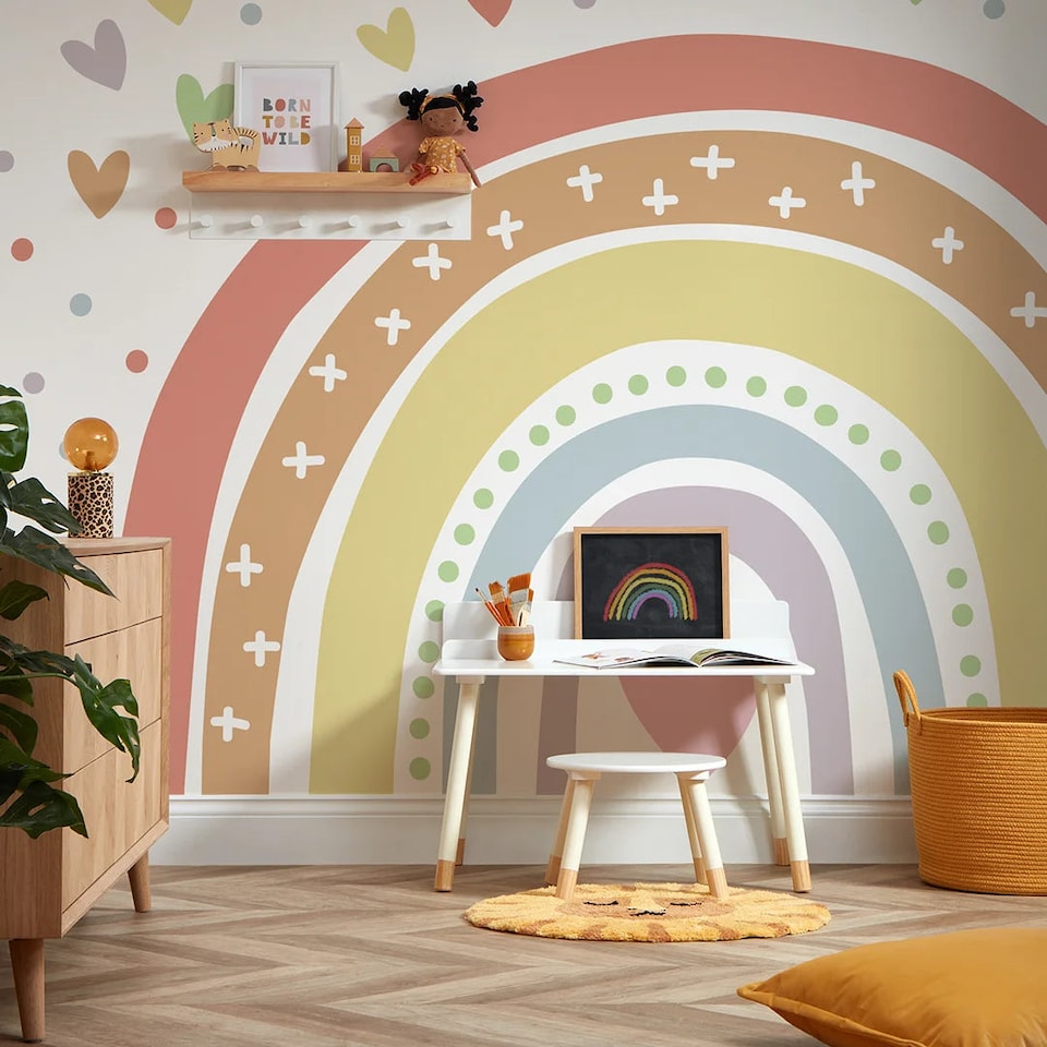 Over The Rainbow Full Wall Mural in Rainbow Pastels | Multi | Rainbow ...
