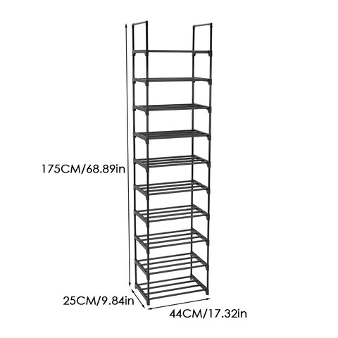 Living and Home 10 Tier Customizable Metal Shoe Rack - Black 175cm ...