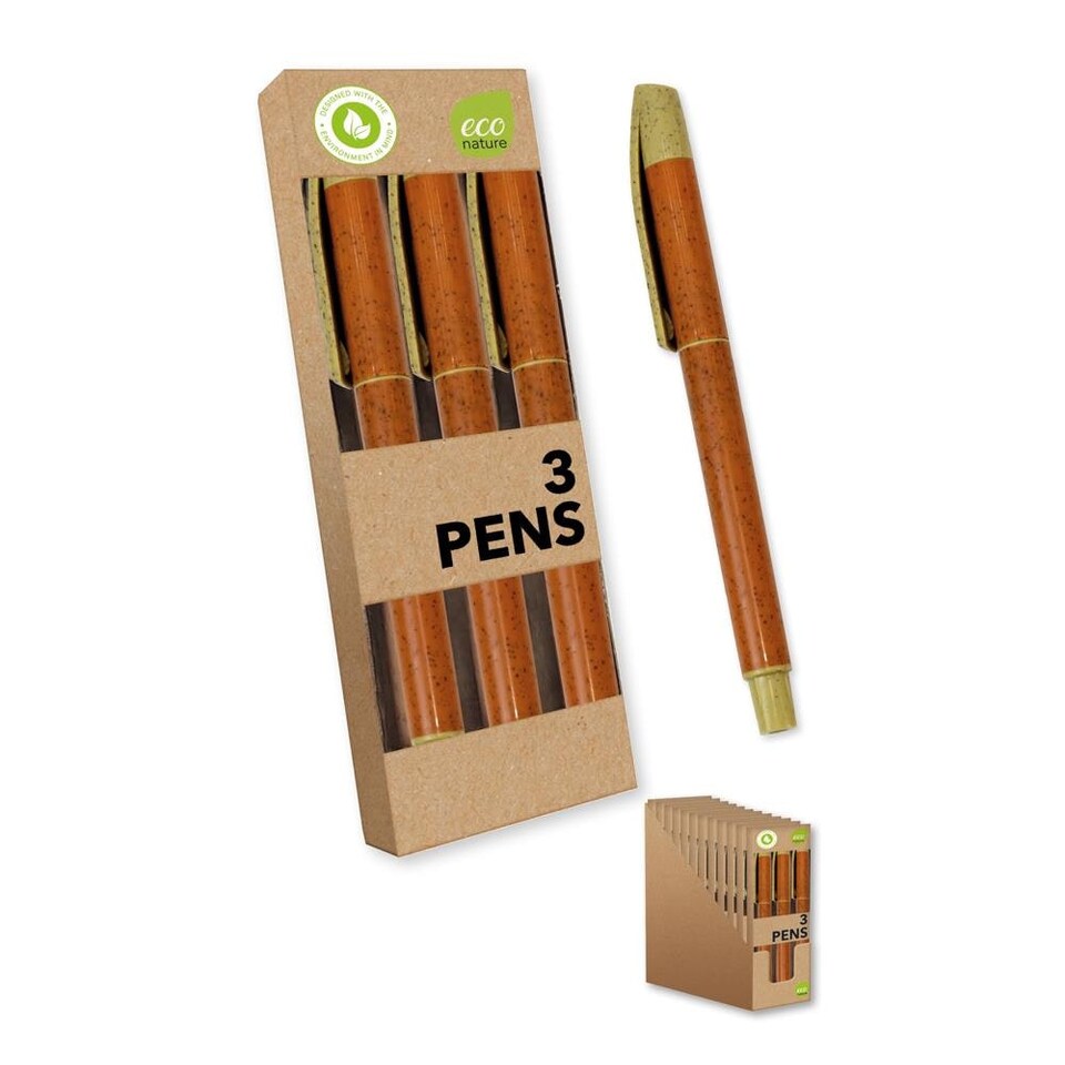Pack of 3 Eco Ball Point Pens - Tesco Groceries