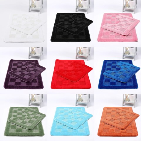 Homes-Linen 2 Piece Non Slip Bath Mat & Pedestal Set Extra Absorbent ...