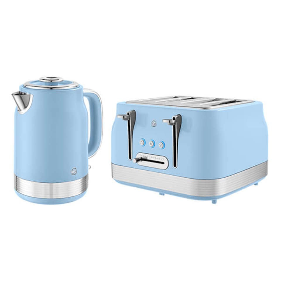 Swan Retro Revive Blue Jug Kettle & 4 Slot Toaster Set - Tesco Groceries
