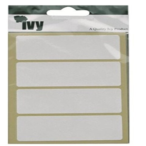 Pack of 28 White Labels 25 x 75mm Sticky Rectangular Self Adhesive ...