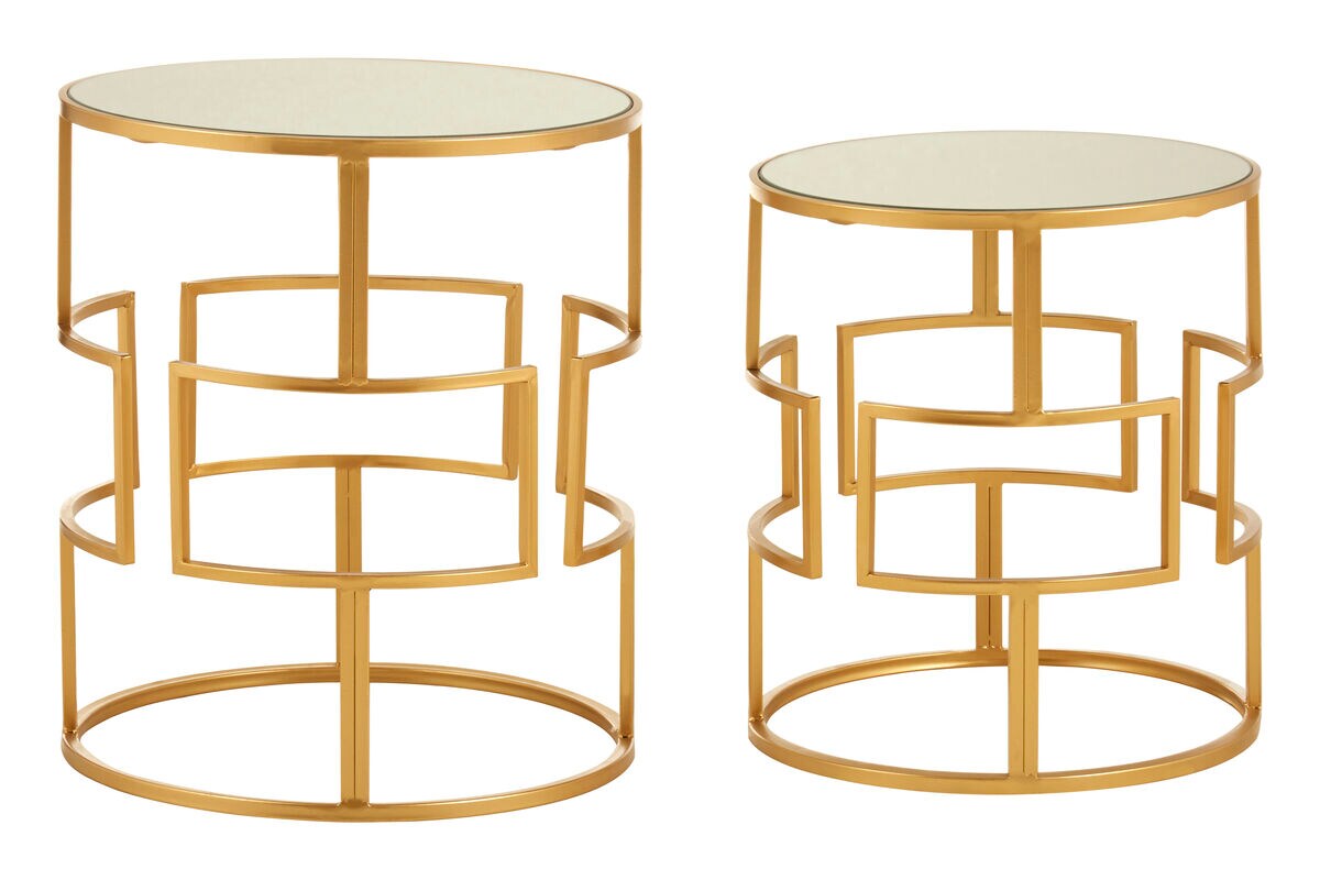 Avantis Set Of Two Gold Metal Round Side Tables - Tesco Groceries