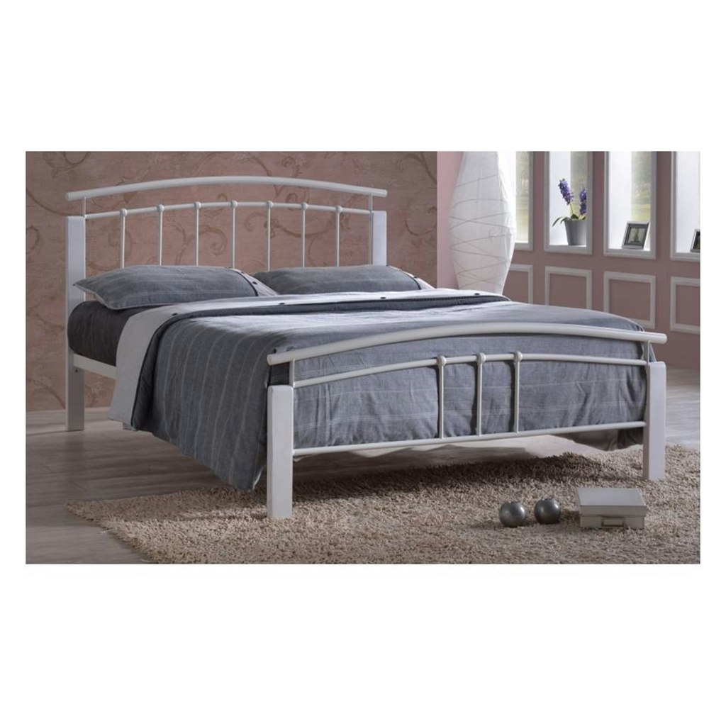 White Metal & White Beech Bed Frame - Single 3ft - Tesco Groceries