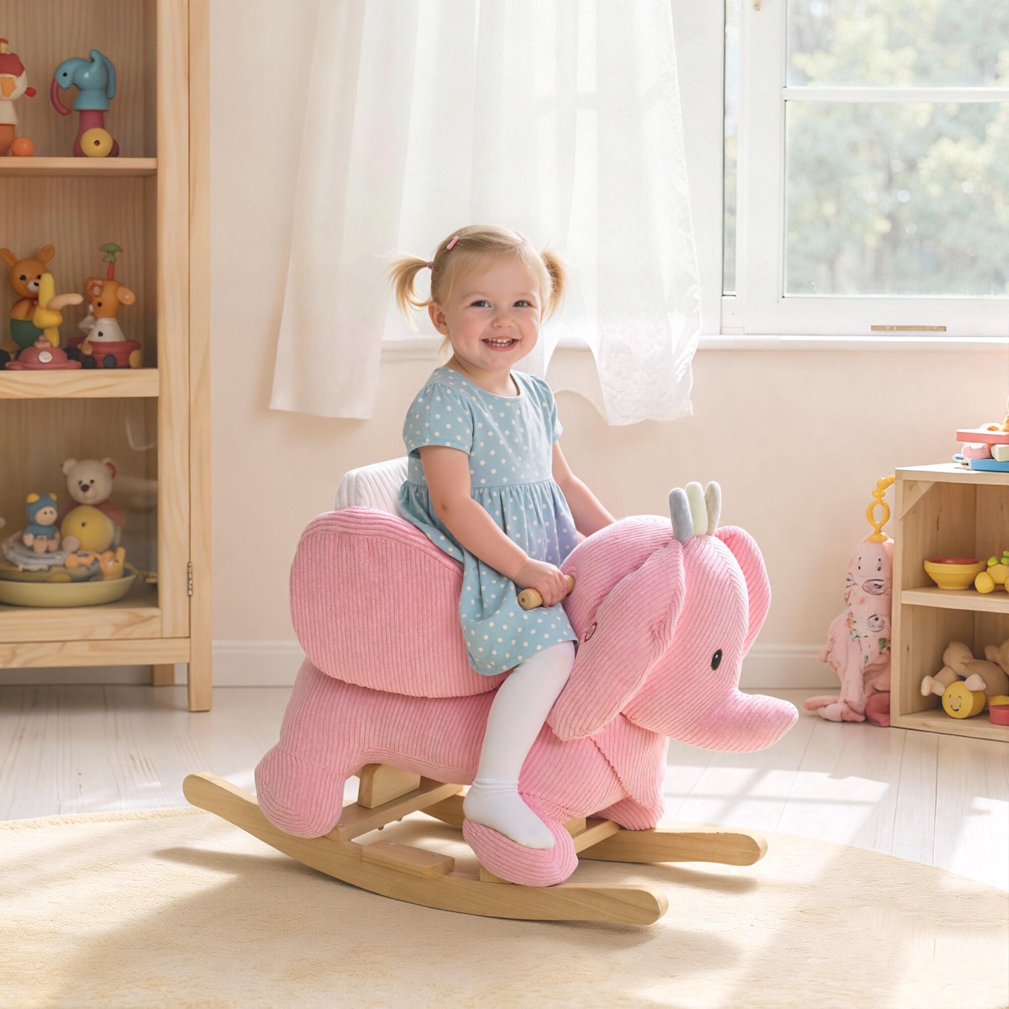 AIYAPLAY Kids Rocking Horse, Baby Ride on Rocker with Safety Belt, Pink ...