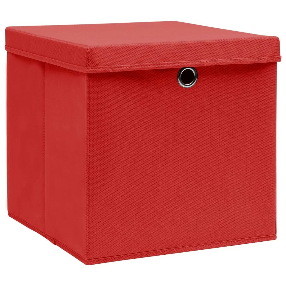Storage Boxes with Lids 4 pcs Red 32x32x32 cm Fabric - Tesco Groceries