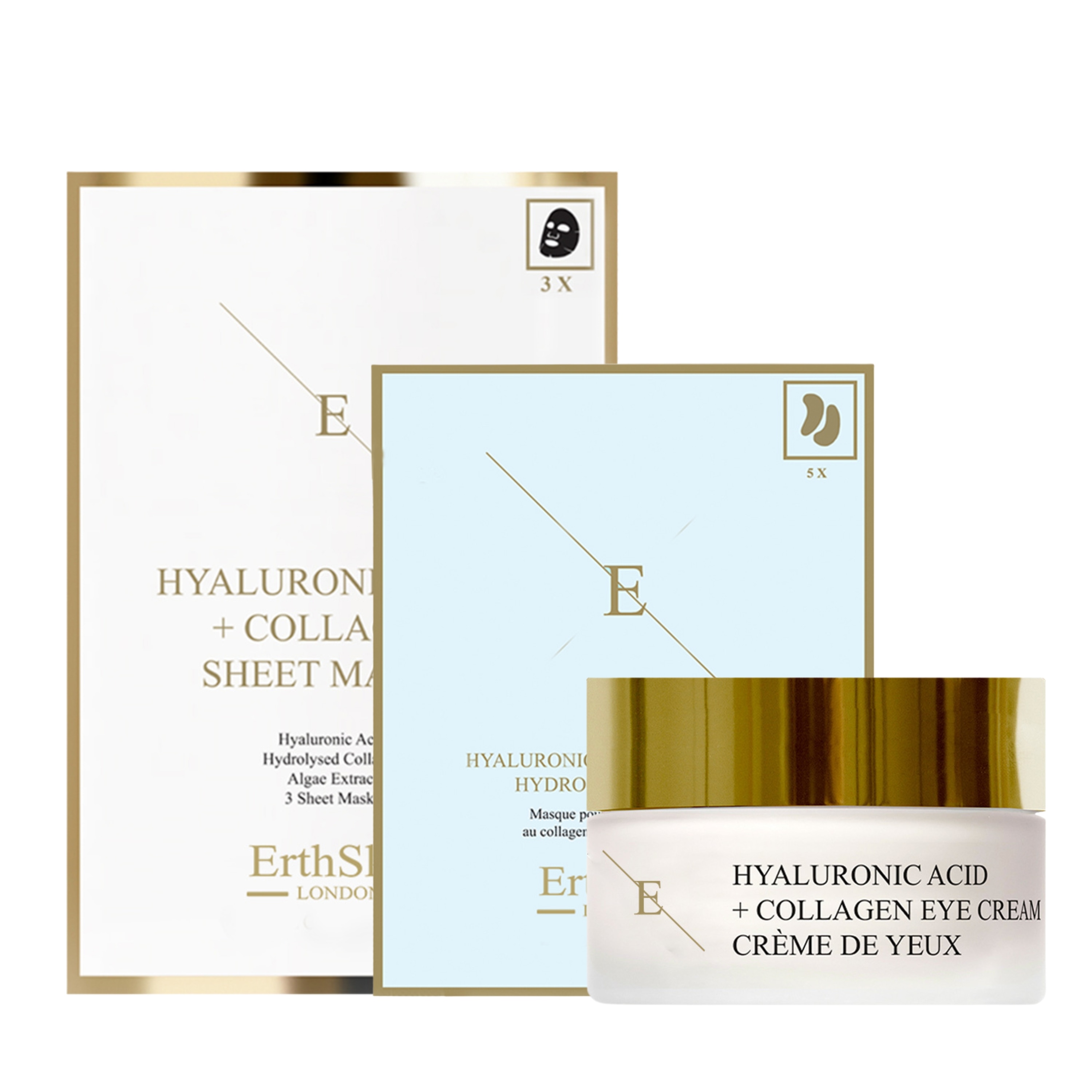 Erth Skin London Hyaluronic & Collagen Mask - 3 Sheets + Pro Age Eye ...