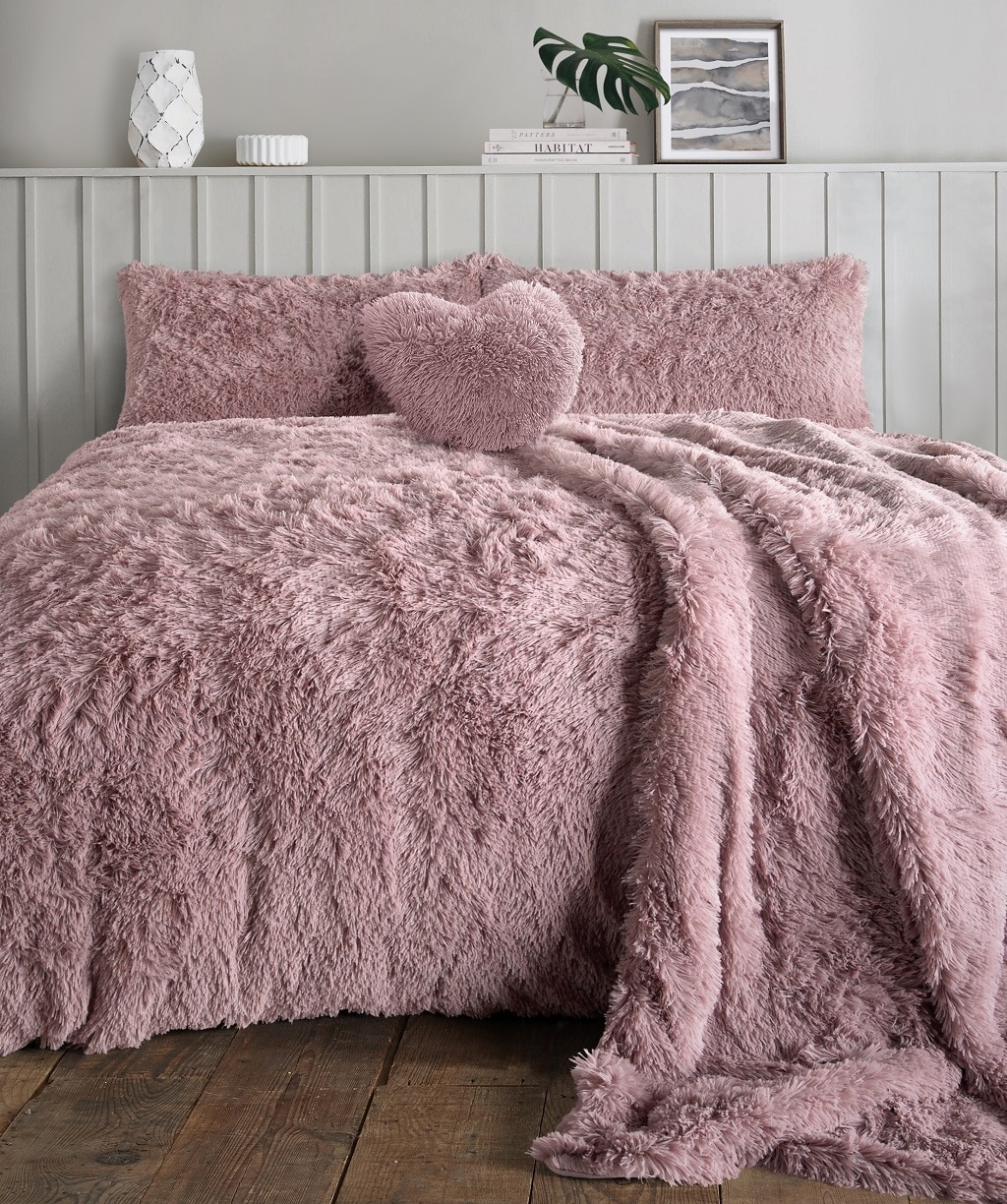 Homes Linen Alaska Cuddles Teddy Bear Fleece Blush Pink Duvet Cover ...