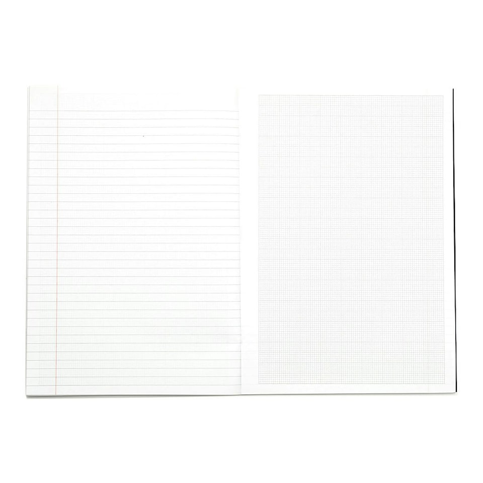 Pack of 6 Rhino A4 64 Page Black 8mm Lined with Margin and 20mm Graph ...