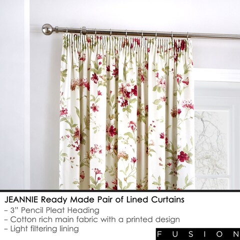Fusion Jeannie Pencil Pleat Curtains Red - Tesco Groceries