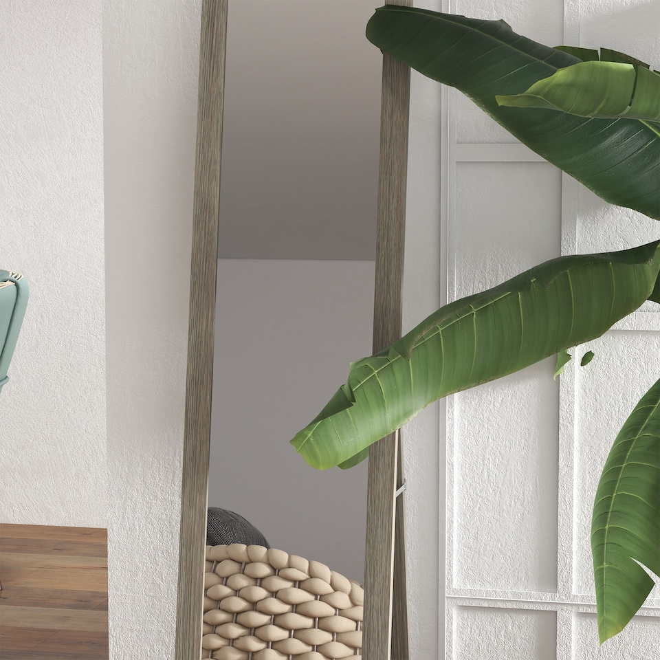 HOMCOM Full Length Mirror Farmhouse Wall Mirror Hanging Freestanding ...