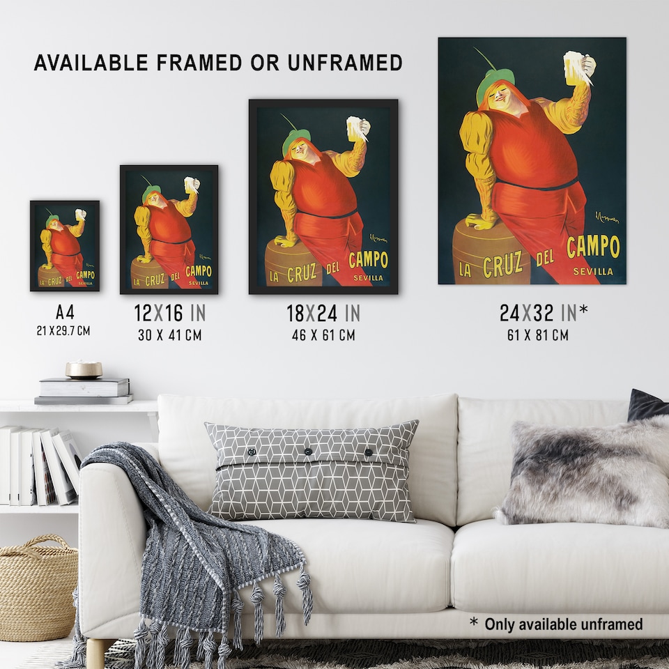 La Cruz del Campo Beer Advert Vintage Framed Wall Art Print Cappiello ...
