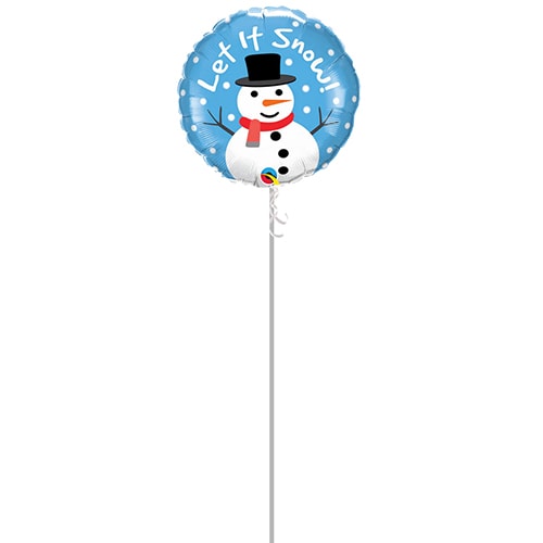 Let It Snow Snowman Blue Christmas Round Foil Helium Balloon - Inflated ...