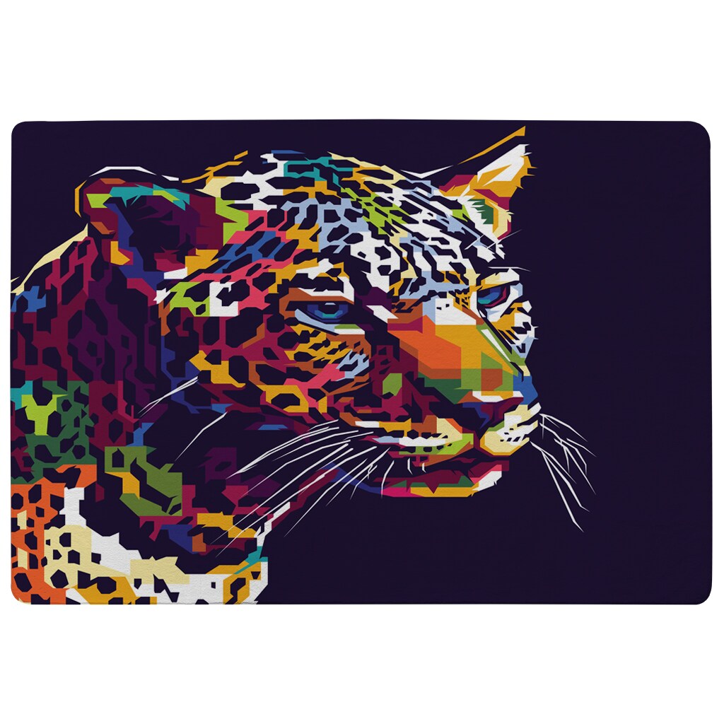 Leopard Face With Pop Art Style Designer Rug | Multi - Tesco Groceries