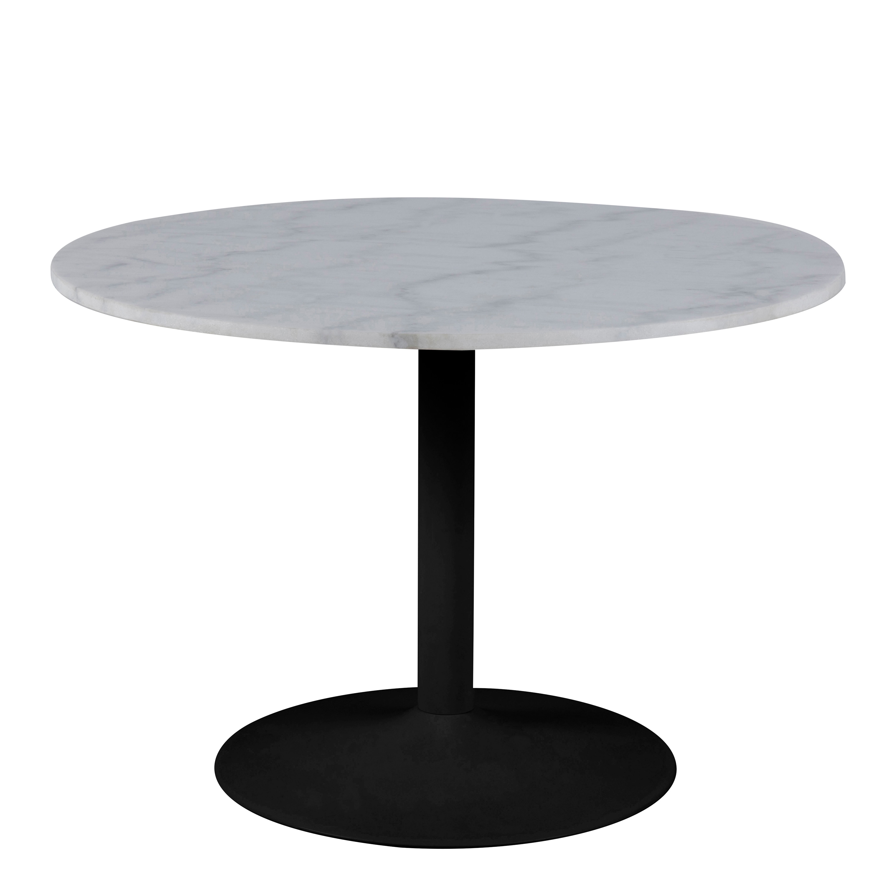 Tarifa Round Dining Table with White Polished Marble Top and Black Base ...