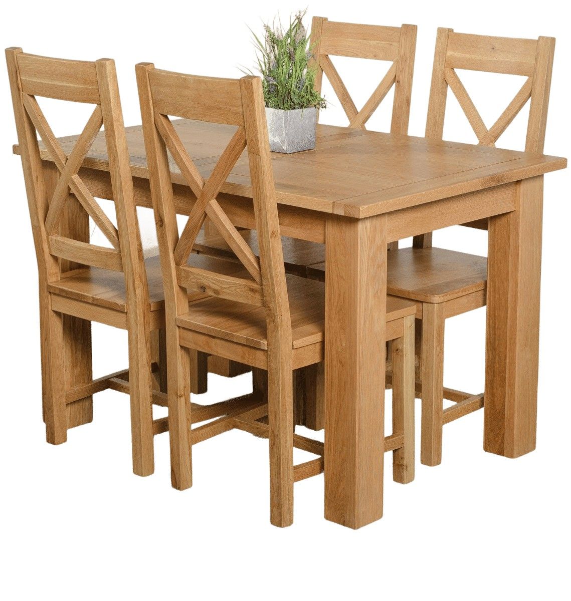 Hampton 120-160cm Oak Extending Dining Table and 4 Berkeley Chairs ...