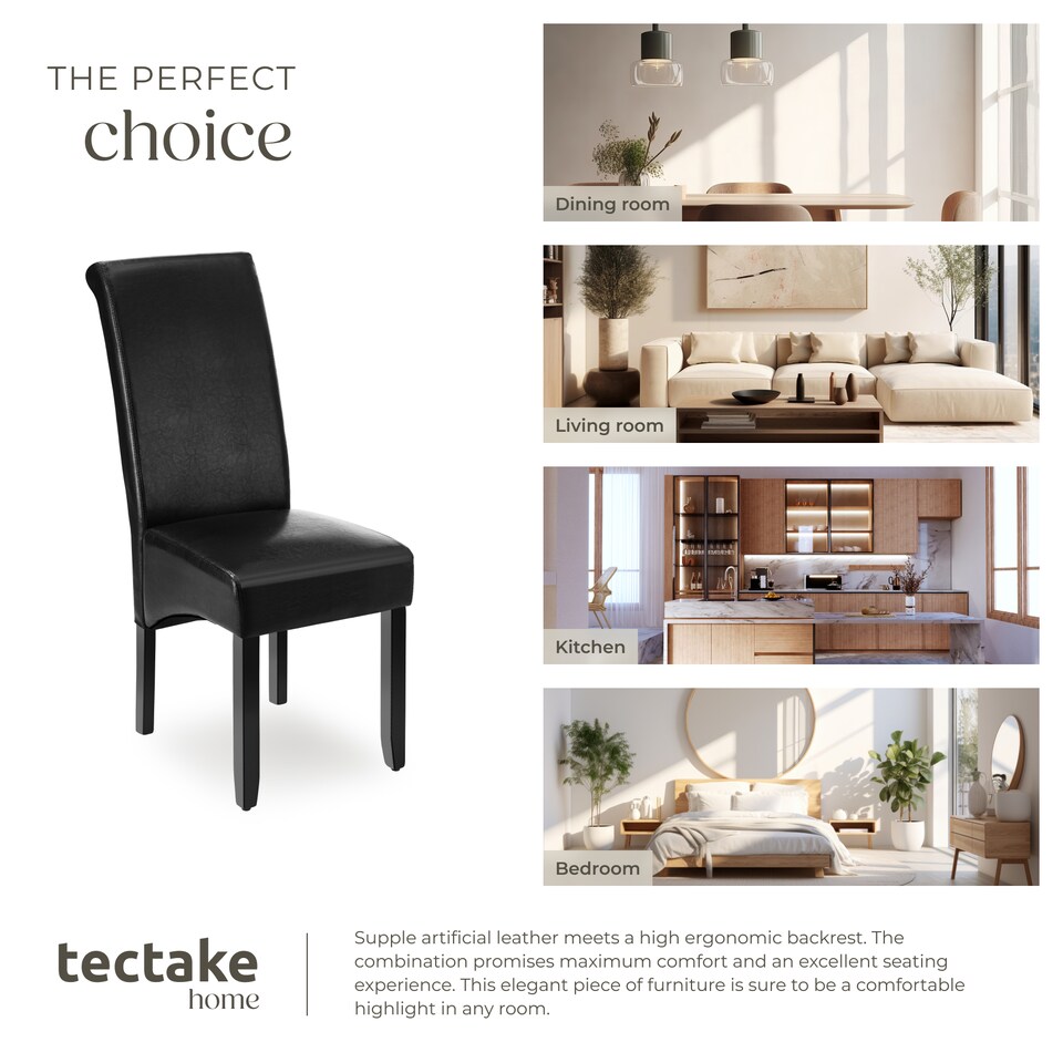 Dining Chair - ergonomic seat shape, high backrest, padded, faux ...