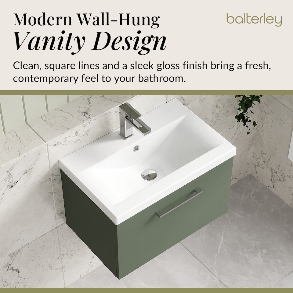 Balterley Level Modern Bathroom Wall Hung 1 Soft Close Drawer Vanity ...