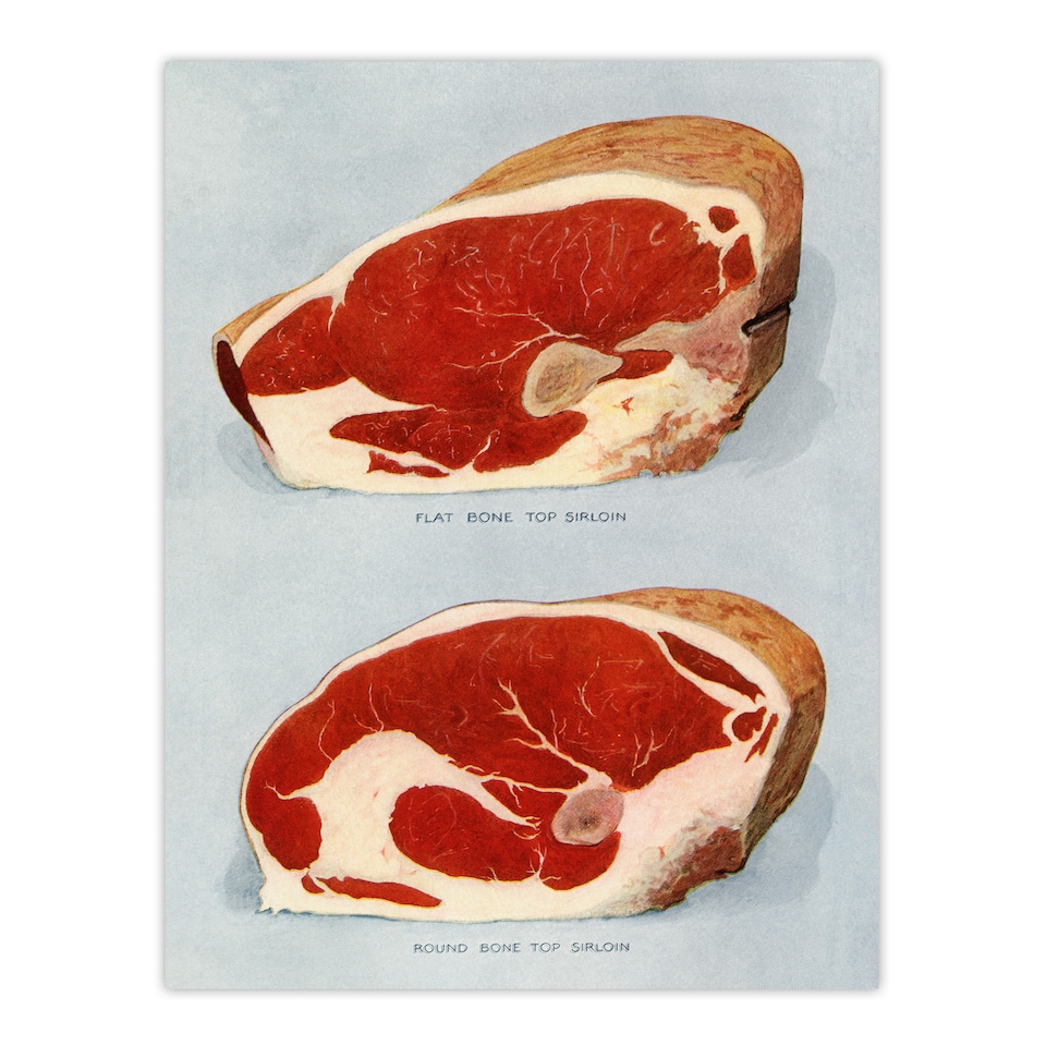 Beef Sirloins Illustration Vintage Wall Art Poster Print 12X16" - Tesco ...