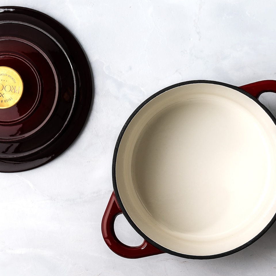 ProChef 21cm Enamelled Cast Iron Casserole Dish with Lid Round Pot ...