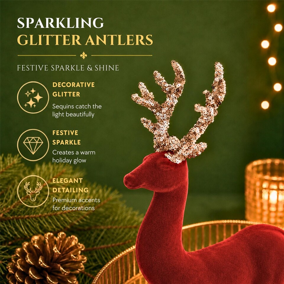 35cm Velvet Deer Christmas Reindeer Ornament - Tesco Groceries