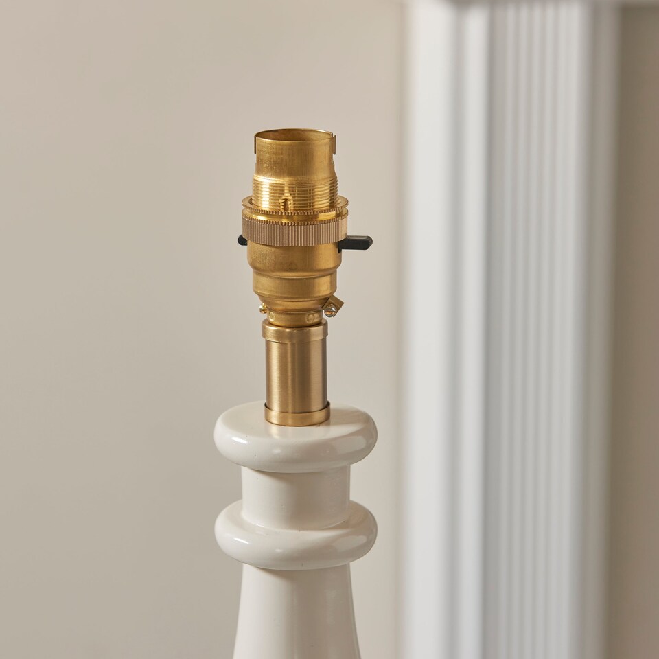 Stylish Almond White Table Lamp Base Set with Brass Accents - 2 Pack ...
