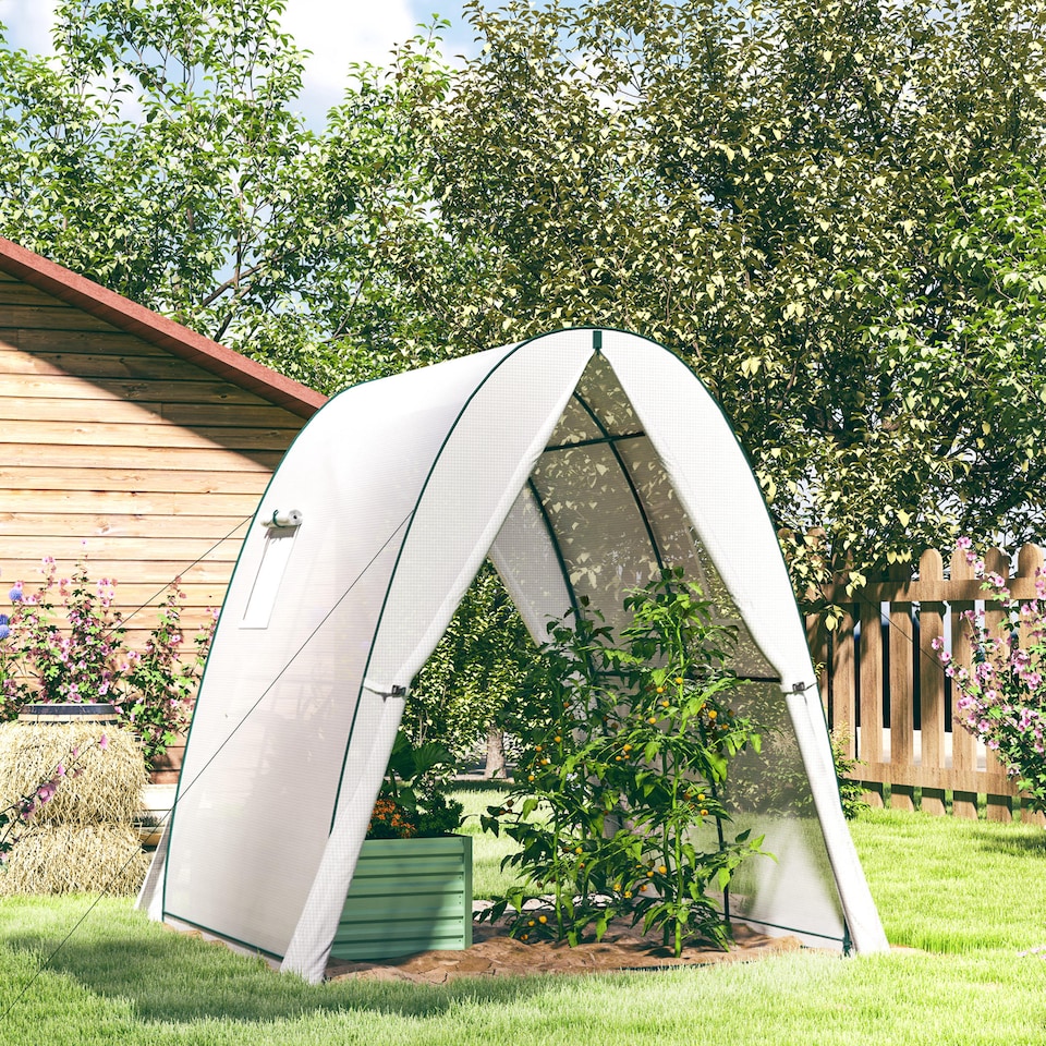 Outsunny Hoop House Greenhouse with Sandbags and Hemmed PE Cover, 1.8 x ...