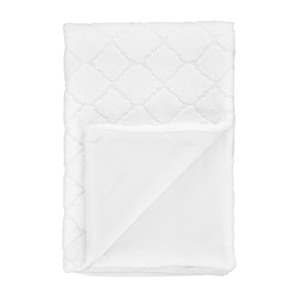 Catherine Lansfield Cosy Diamond Faux Fur Soft Blanket Throw | White ...