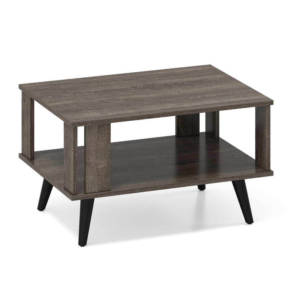 COSTWAY 2-Tier Wooden Center Table Small Coffee Table Grey - Tesco ...