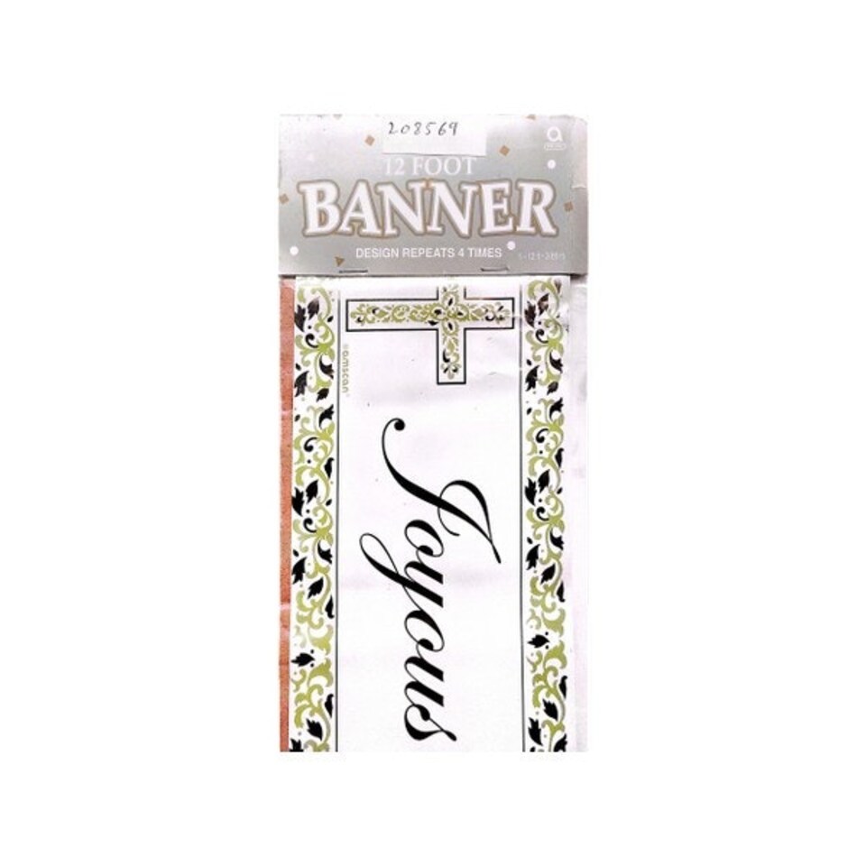 Amscan Joyous Confirmation Banner - White/Black/Green - One Size ...