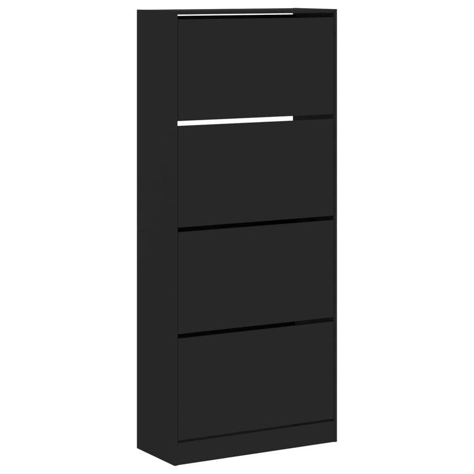Shoe Cabinet with 4 Flip Drawers Black 80x34x187.5 cm Tesco Groceries