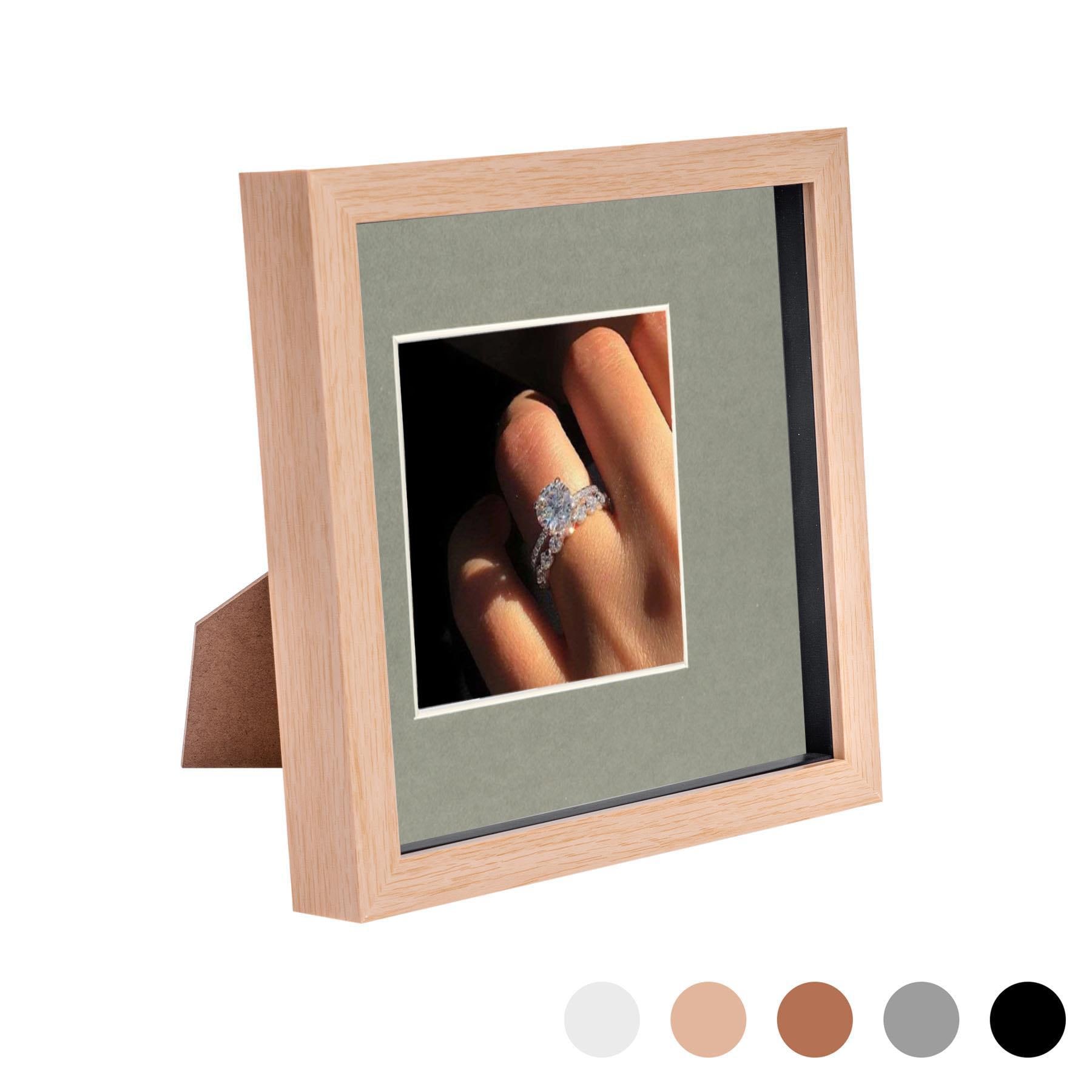 Nicola Spring 8 x 8" Photo Frame - Light Wood/Grey Mount - 3D Photo ...