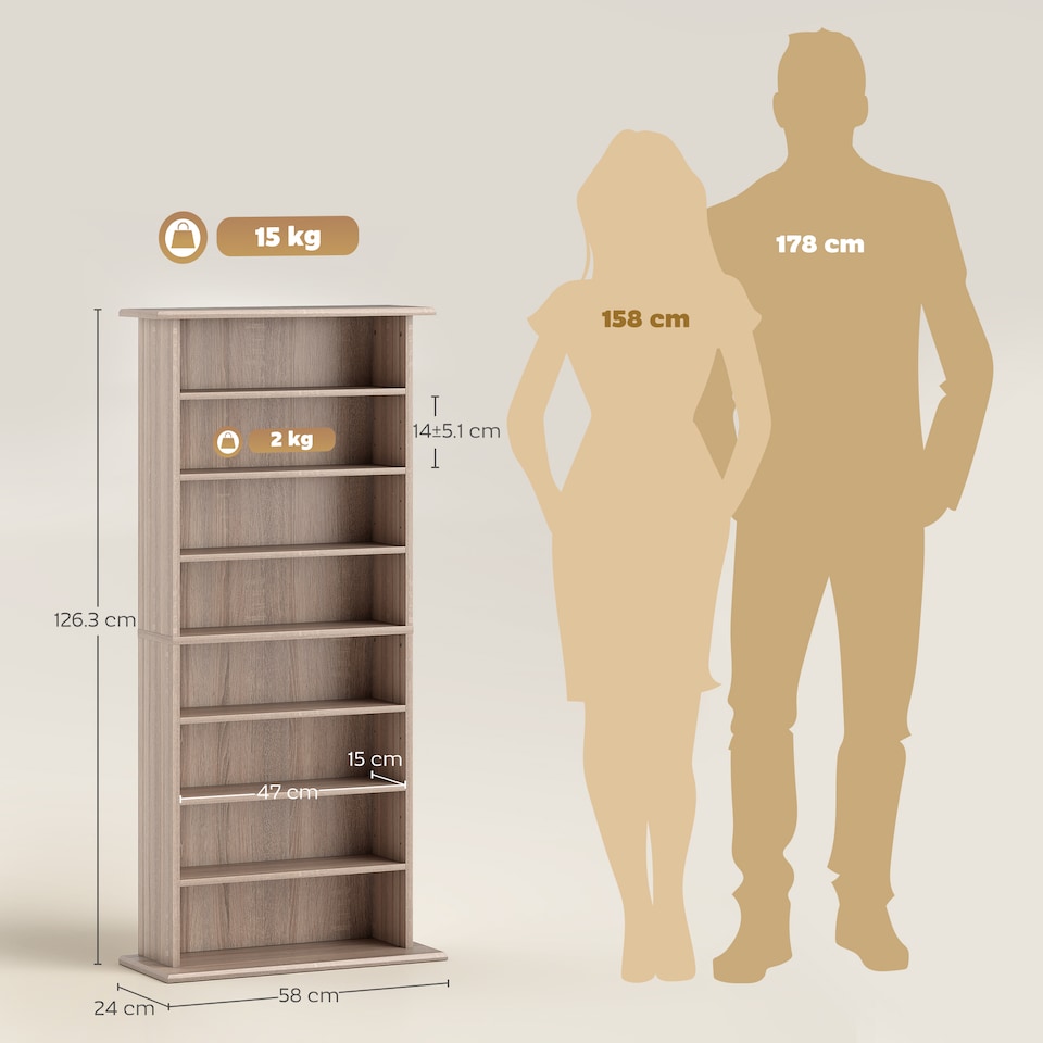 HOMCOM 360 CD 185 DVD Storage Unit, 185 Blu-ray Media Storage Shelf ...