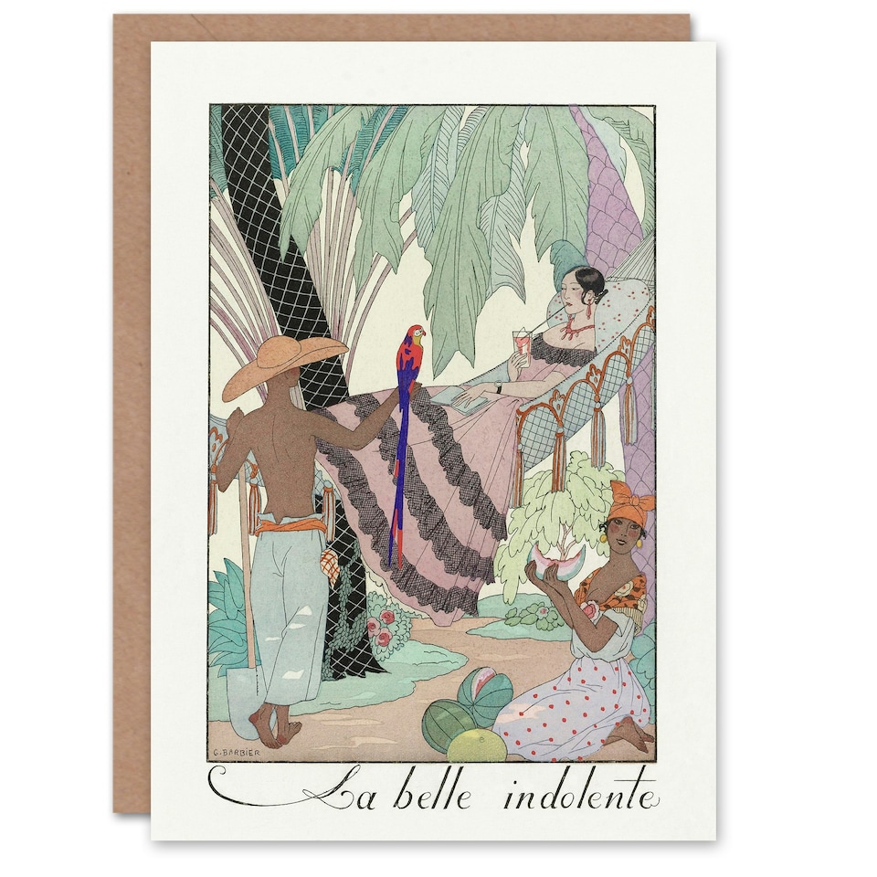George Barbier Art Card The Indolent Beauty Vintage Illustration ...